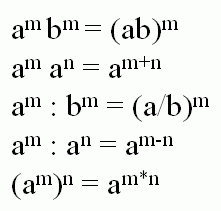 Übungen zu den Potenzgesetzen
